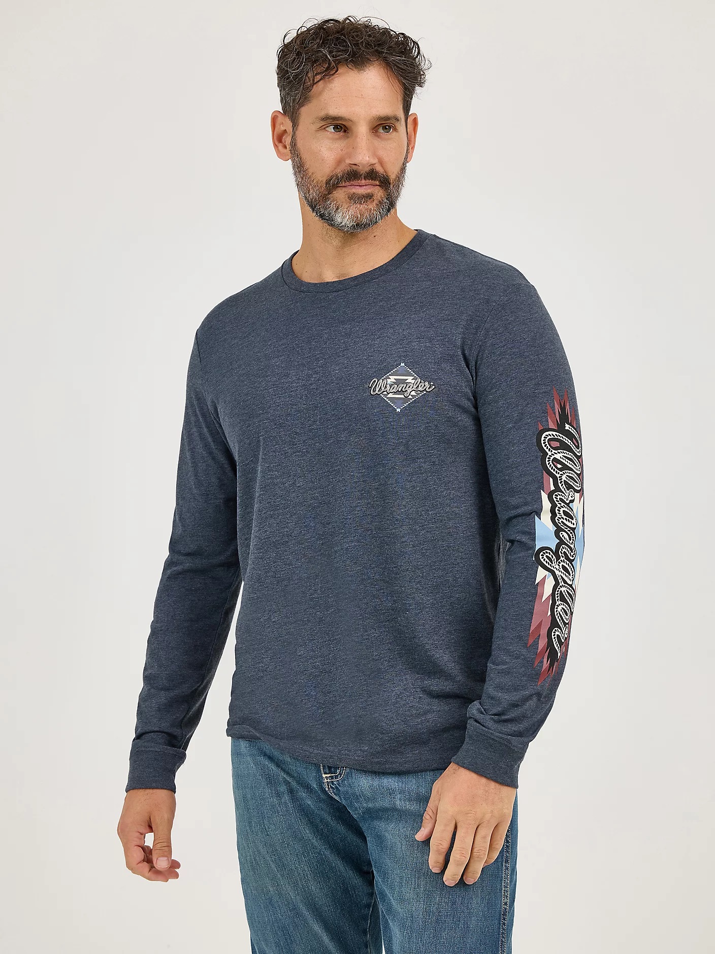 Wrangler Men's Aztec Logo Long Sleeve Tee - System Equine