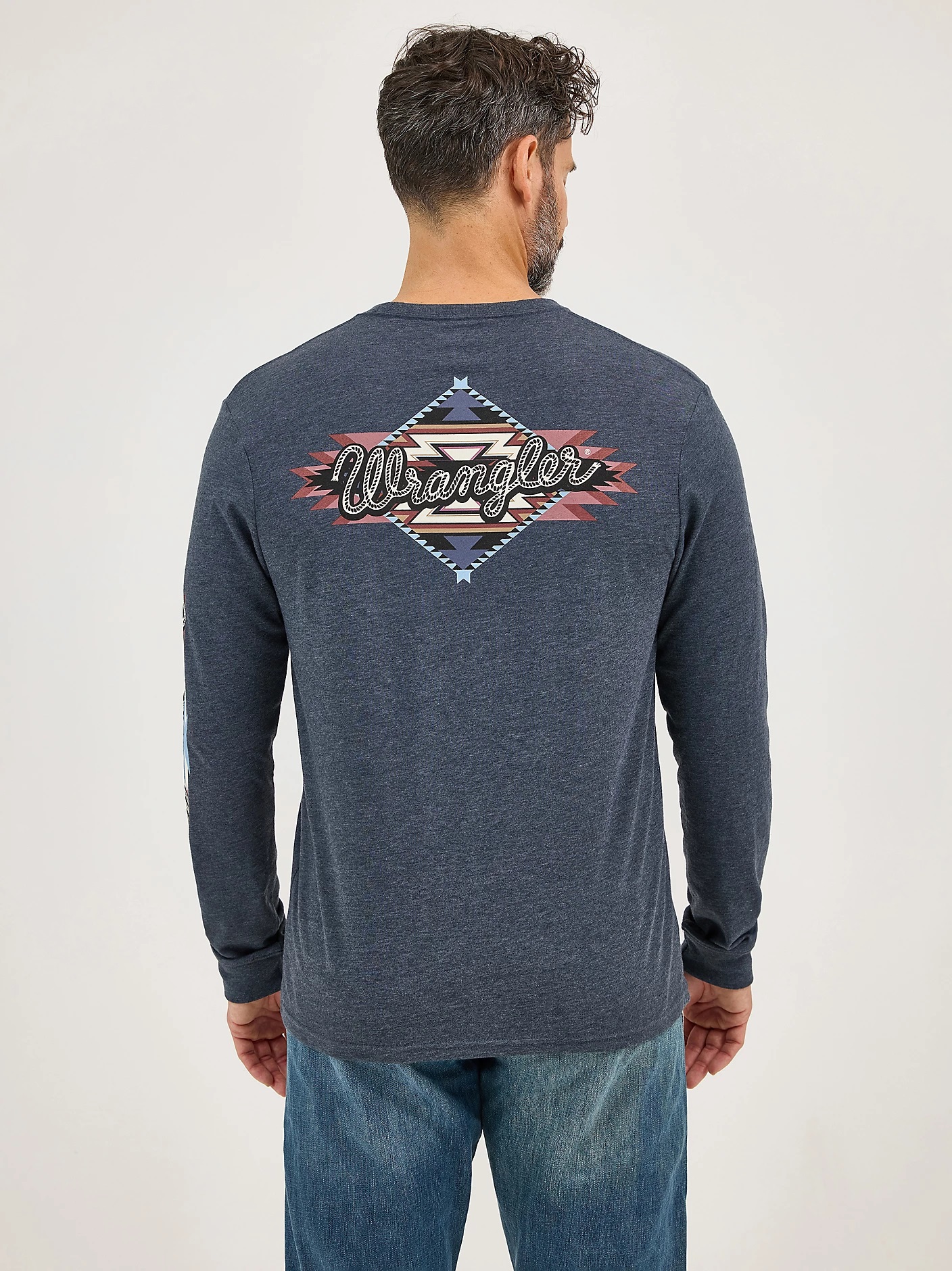 Wrangler Men's Aztec Logo Long Sleeve Tee - System Equine